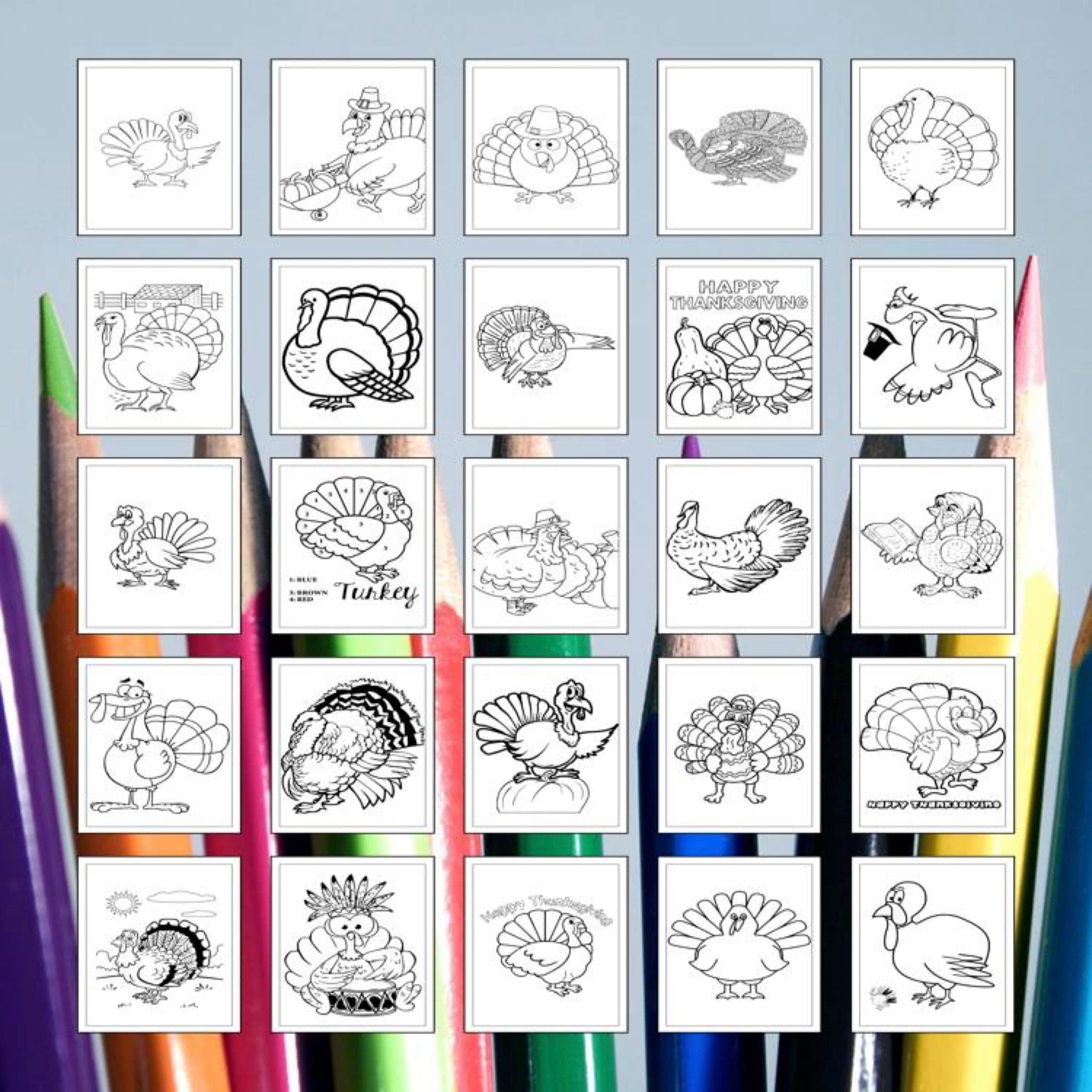 Printable Cute Turkey Coloring Pages for Kids and Adults | 100 Pages ...