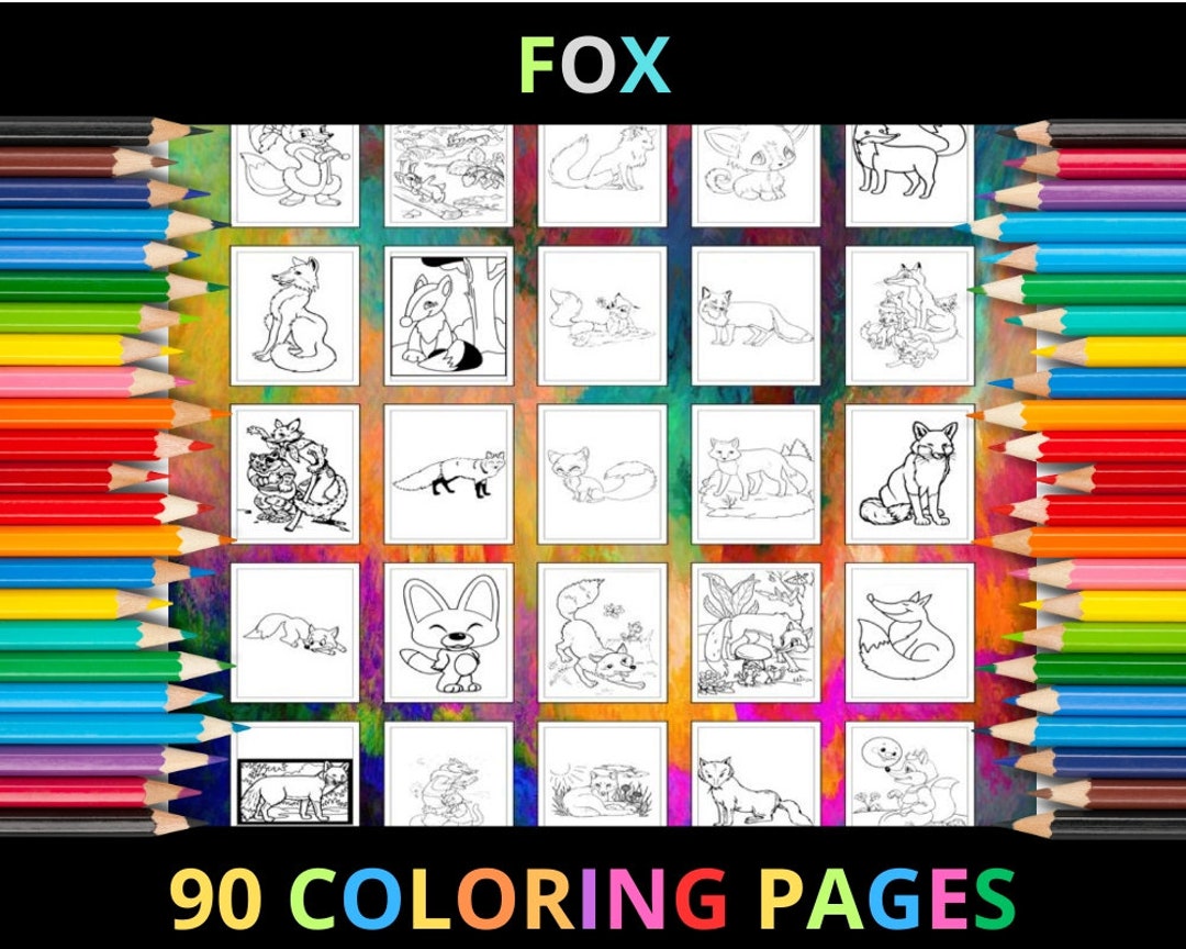 Printable Fox Coloring Pages for Kids and Adults | 90 Pages | Instant ...