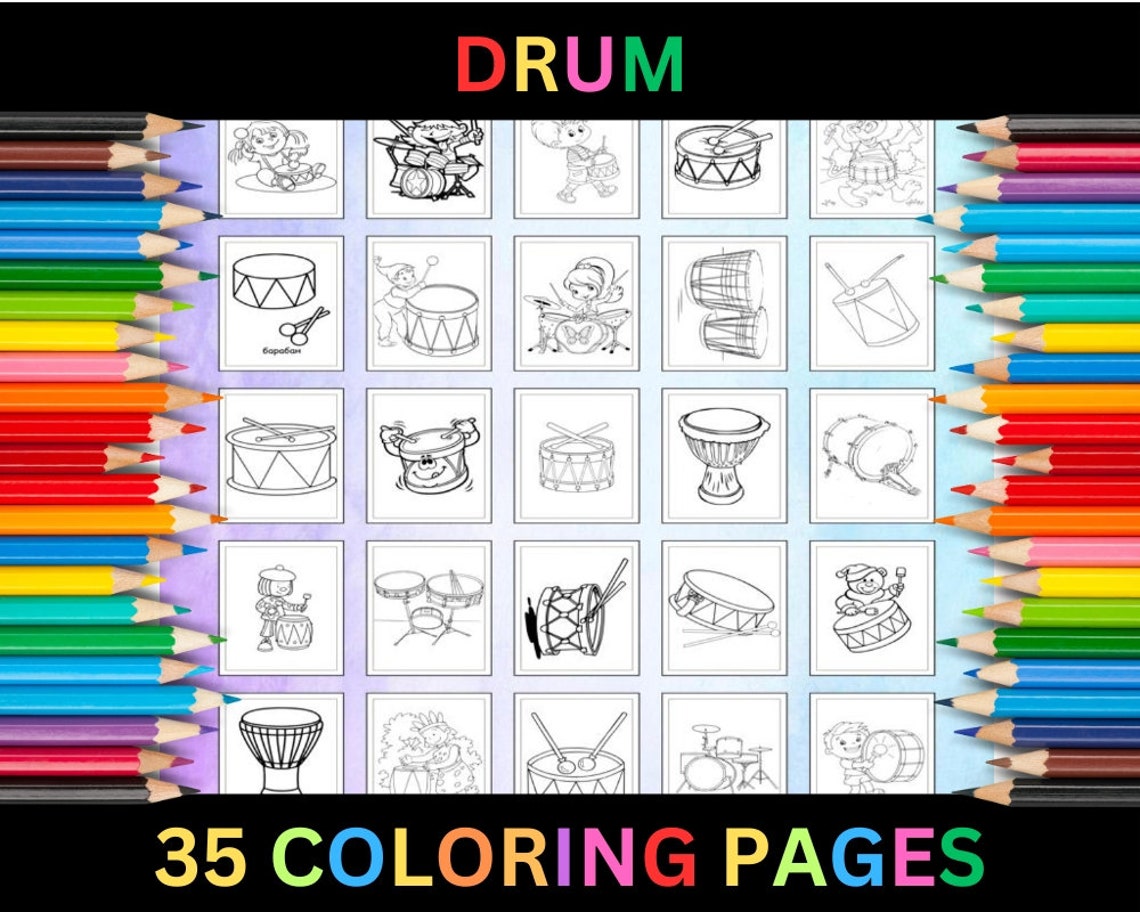 Printable Drum Coloring Pages for Kids & Adults | 35 Pages | Digital ...