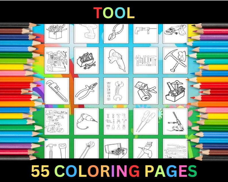 Printable Tool Coloring Pages for Kids & Adults | 55 Pages | Instant ...