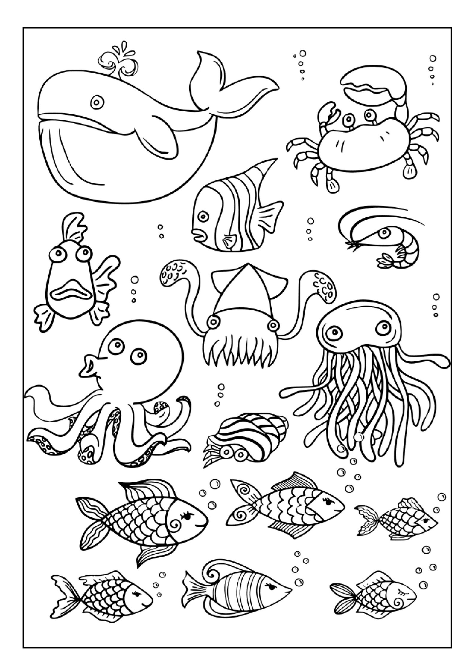 Printable Ocean Coloring Pages for Kids and Adults | 80 Pages | Instant ...