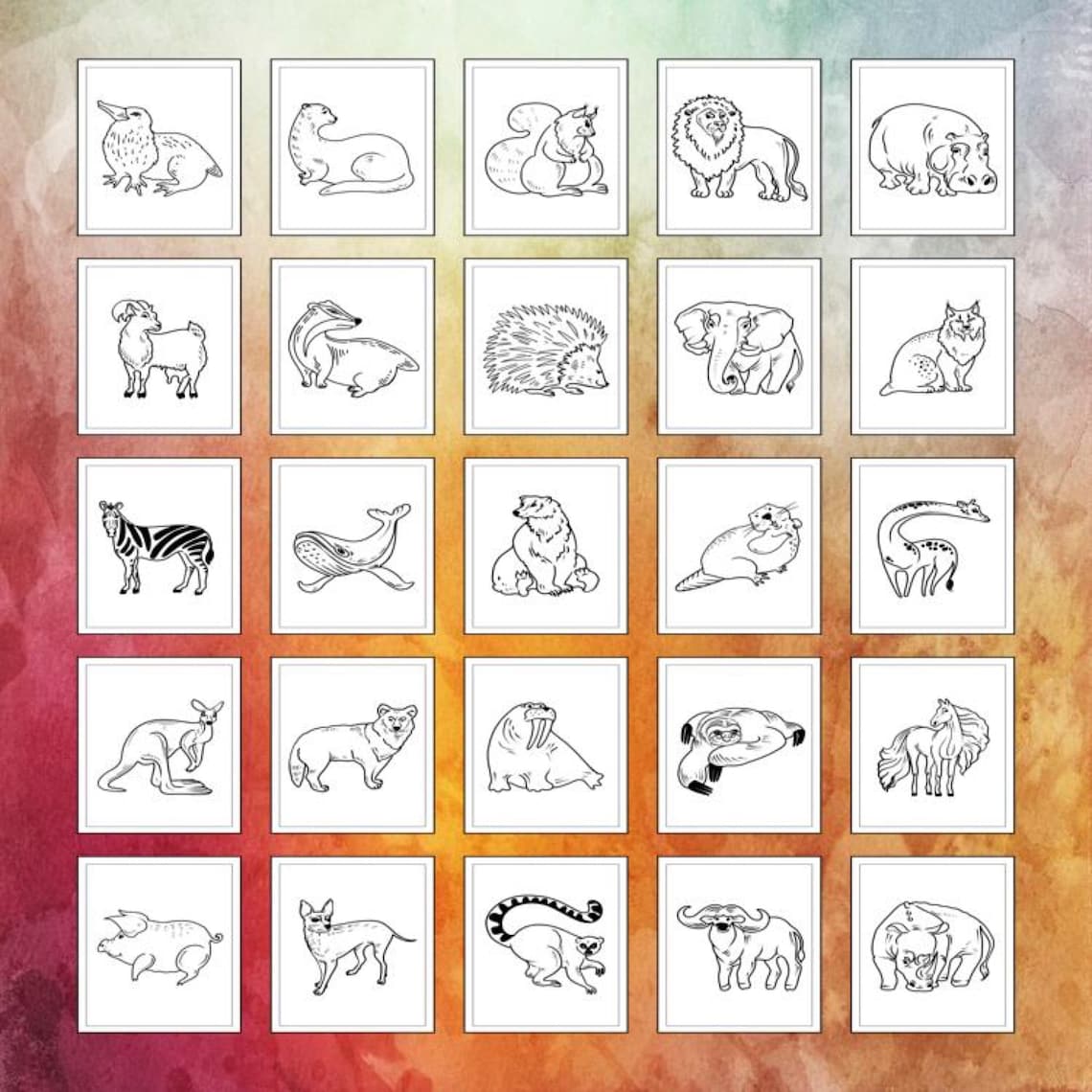 Printable Mammals Coloring Pages for Kids & Adults | 40 Pages | Instant ...