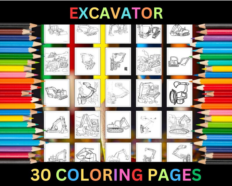 Printable Excavator Coloring Pages for Kids & Adults | 30 Pages ...