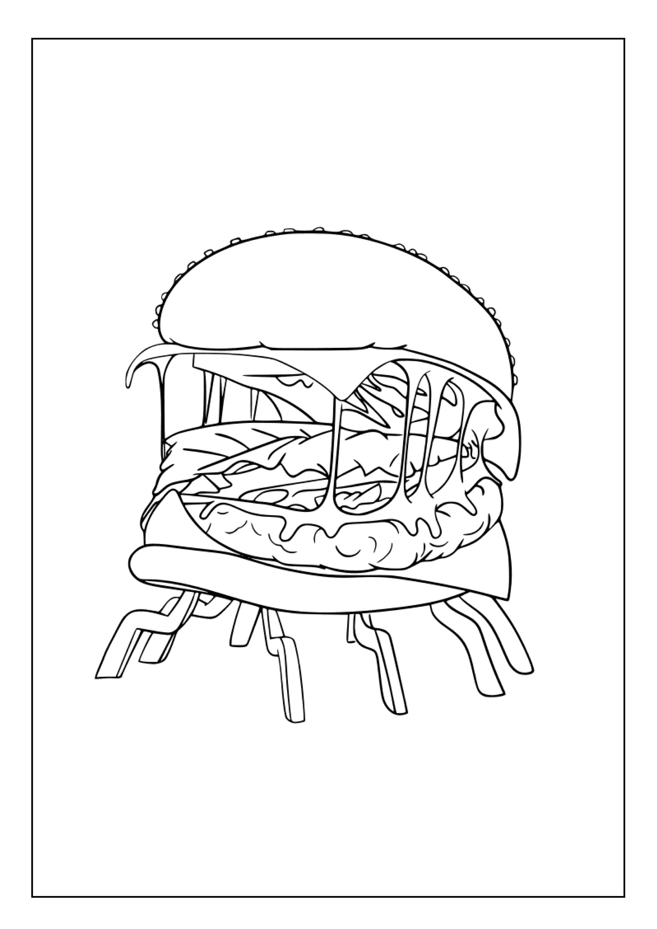 Printable Hamburger Coloring Pages for Kids & Adults | 90 Pages ...