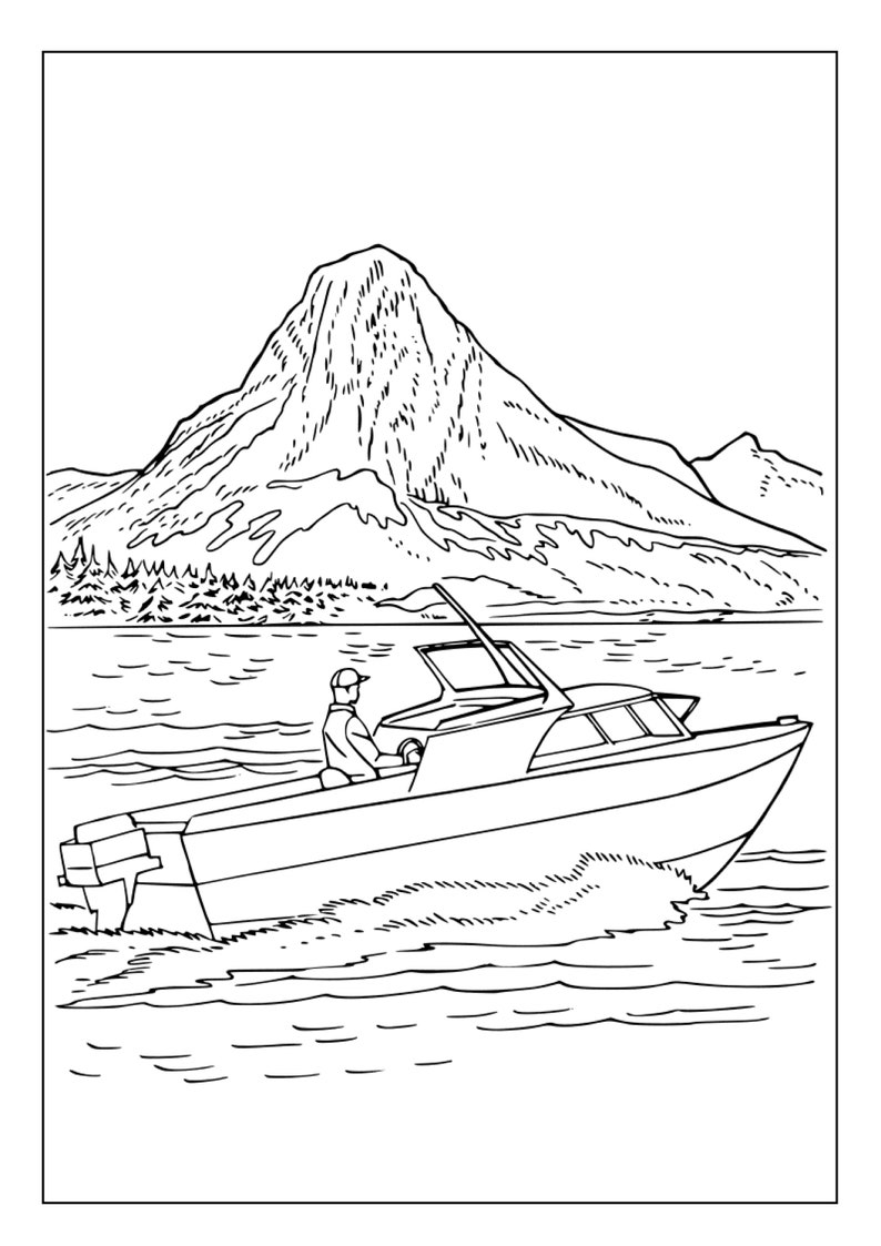 Printable Boat Coloring Pages for Kids and Adults | 100 Pages | Instant ...
