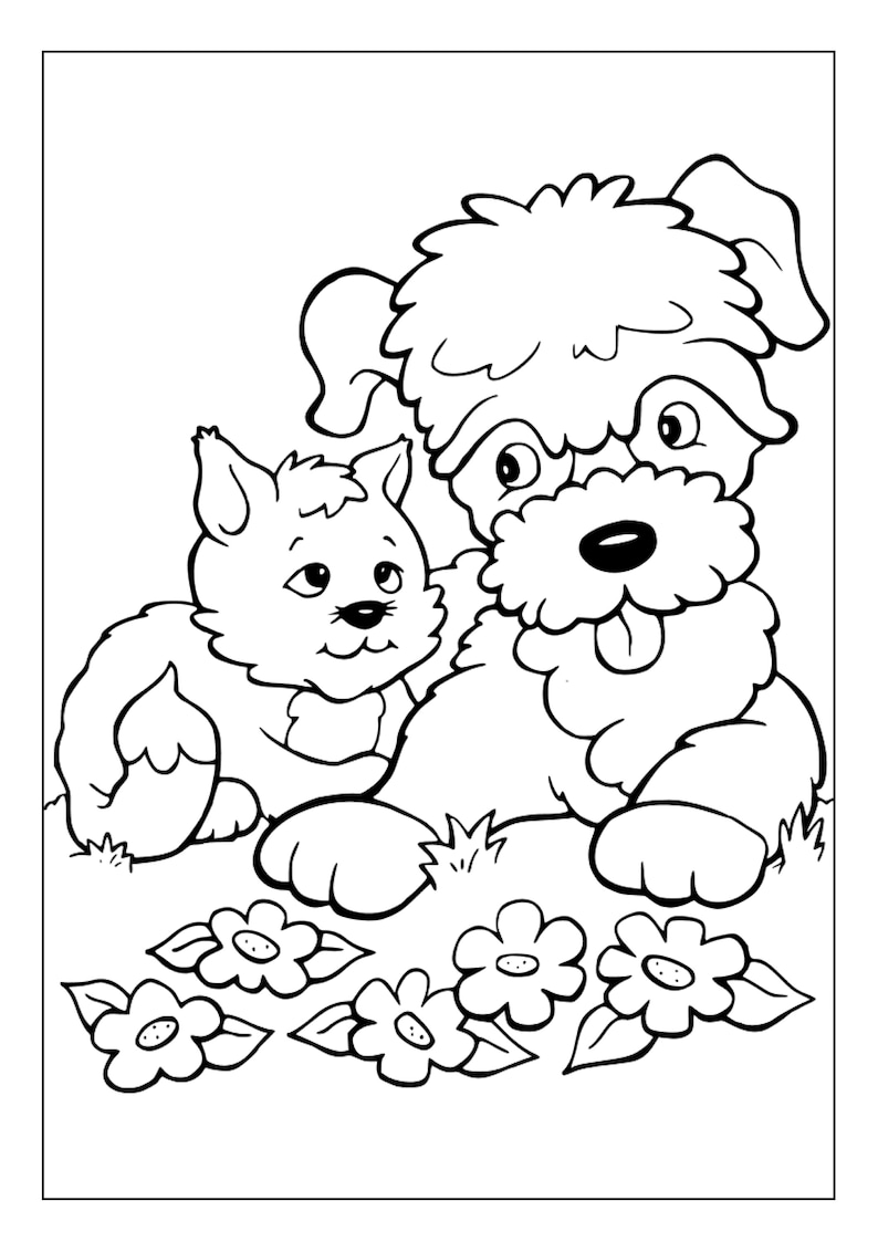 Printable Dogs and Cats Coloring Pages for Kids and Adults 90 Pages ...