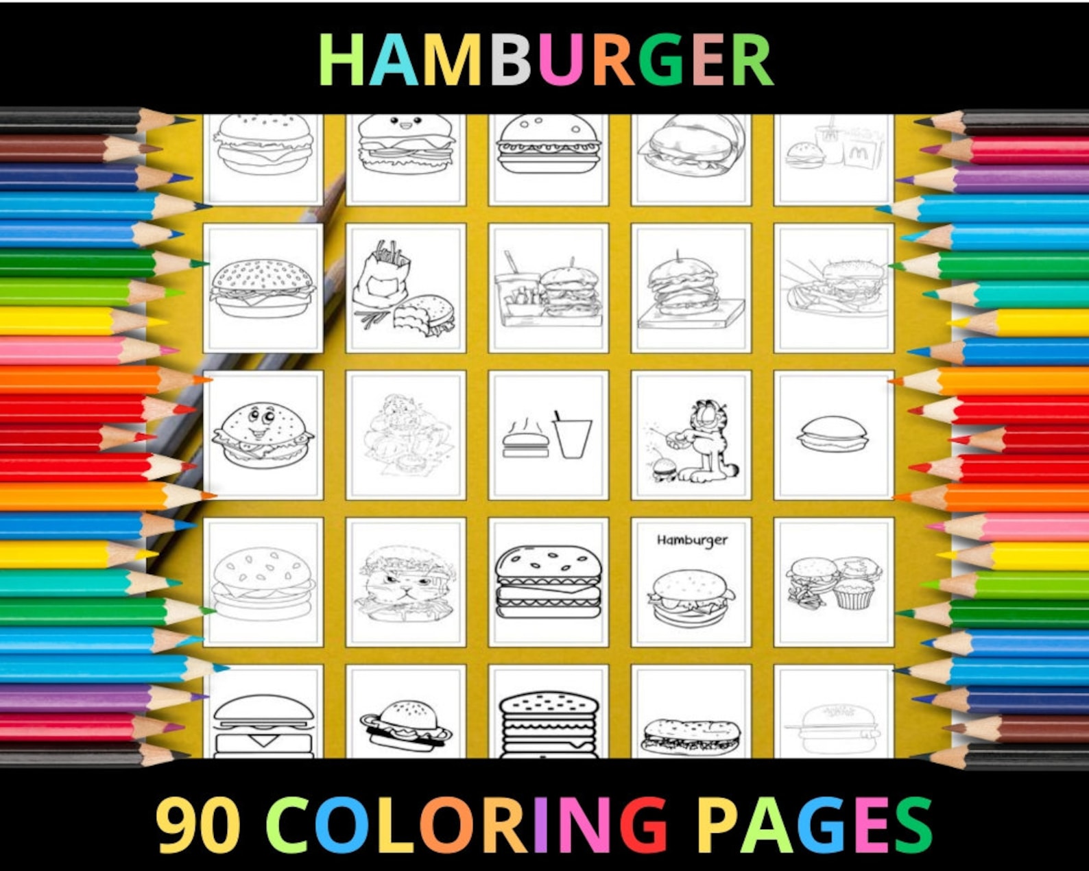 Printable Hamburger Coloring Pages for Kids & Adults | 90 Pages ...