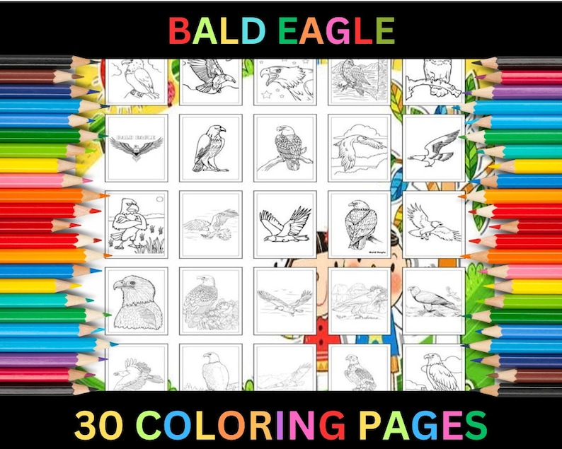 Printable Bald Eagle Coloring Pages for Kids & Adults | 30 Pages ...