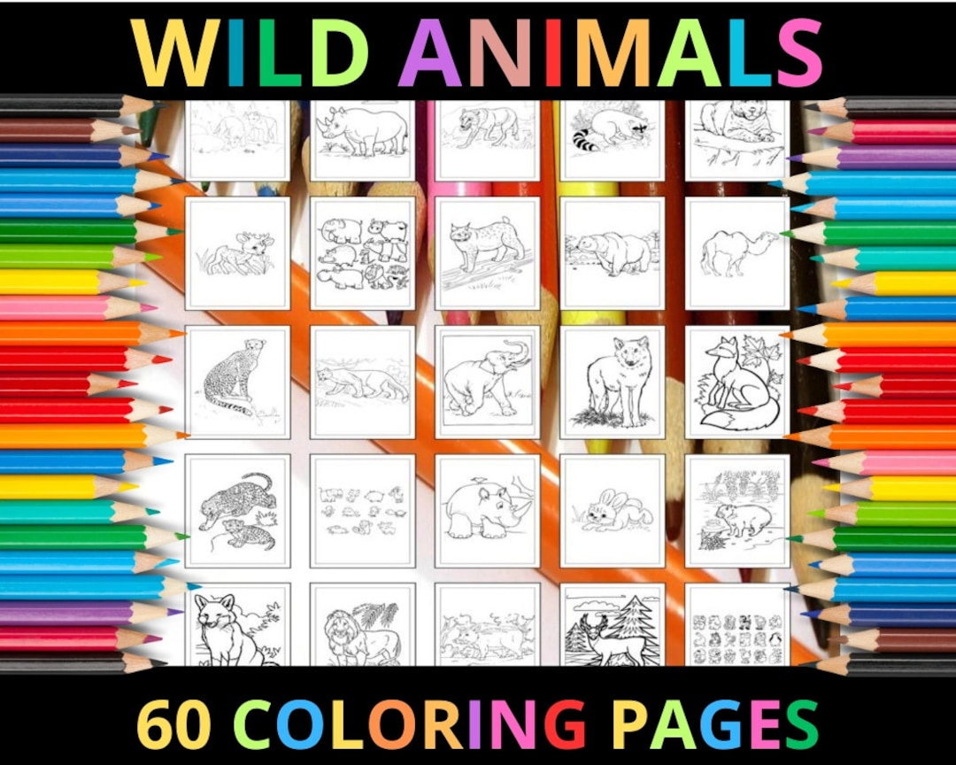 Printable Wild Animals Coloring Pages for Kids and Adults | 60 Pages ...