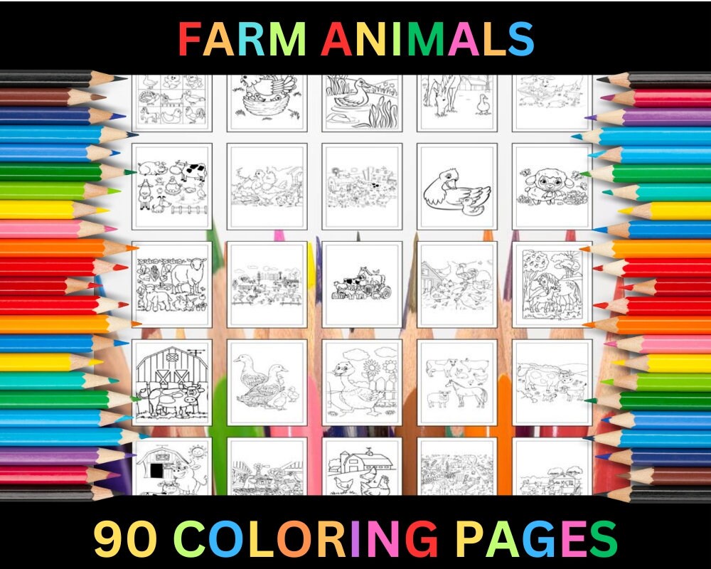 Printable Farm Animals Coloring Pages for Kids & Adults | 90 Pages ...