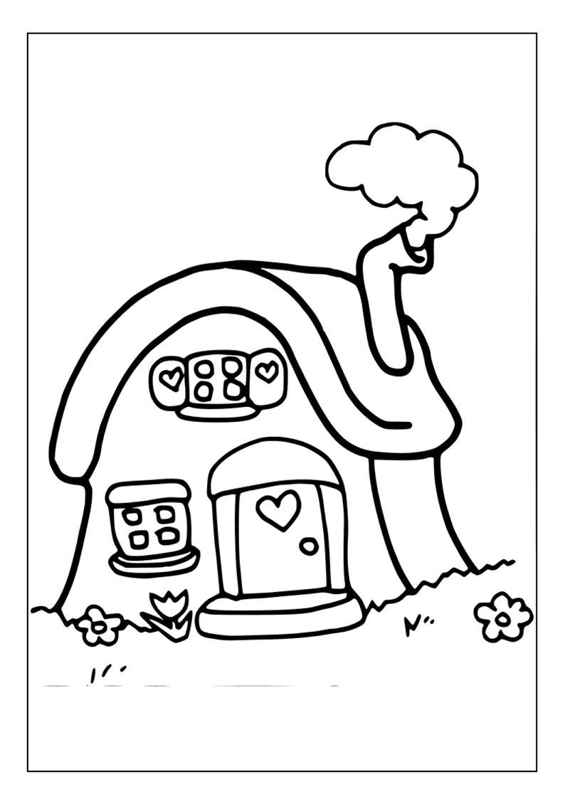 Printable House Coloring Pages for Kids and Adults | 60 Pages | Instant ...