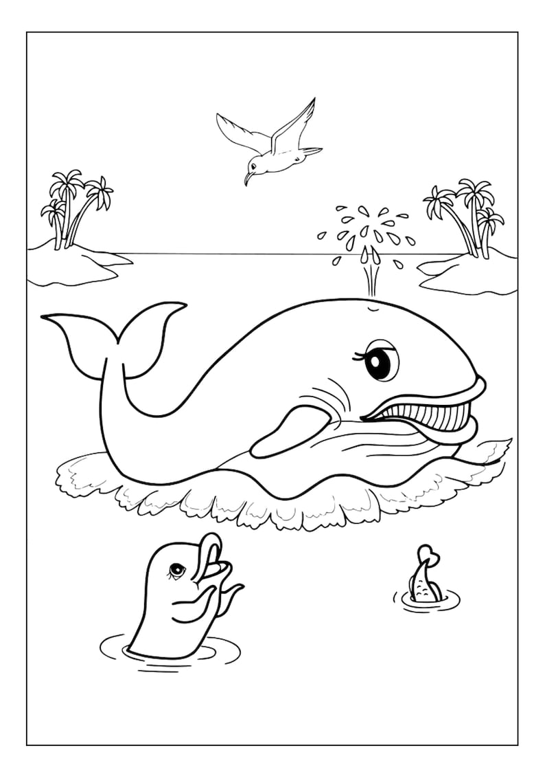 Printable Whale Coloring Pages for Kids and Adults 90 Pages Instant ...