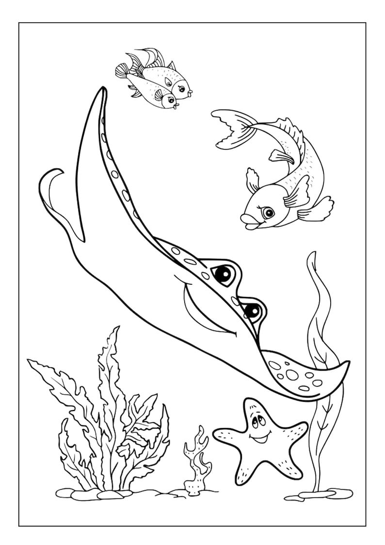 Printable Ocean Coloring Pages for Kids and Adults | 80 Pages | Instant ...