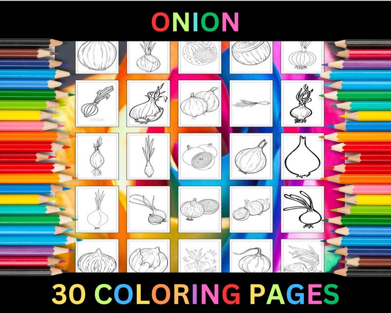Printable Onion Coloring Pages for Kids & Adults | 30 Pages | Digital ...