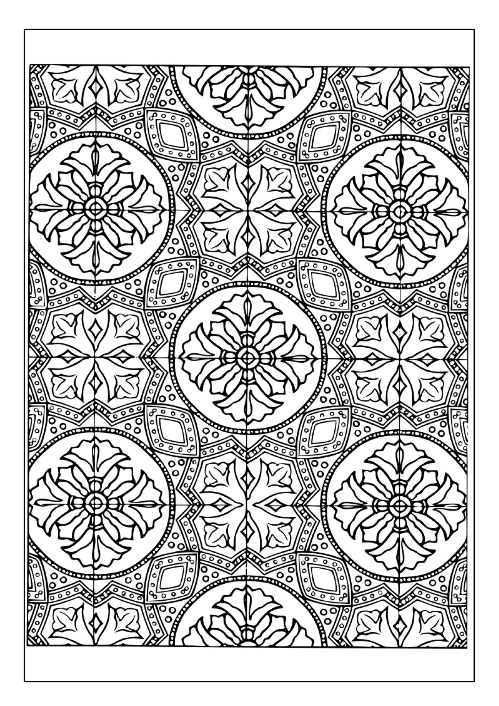Printable Tiles Coloring Pages for Kids & Adults | 30 Pages | Instant ...