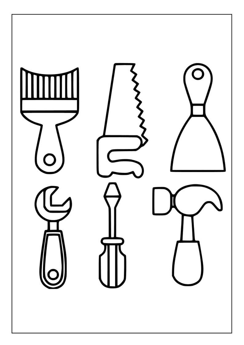 Printable Tool Coloring Pages for Kids & Adults | 55 Pages | Instant ...
