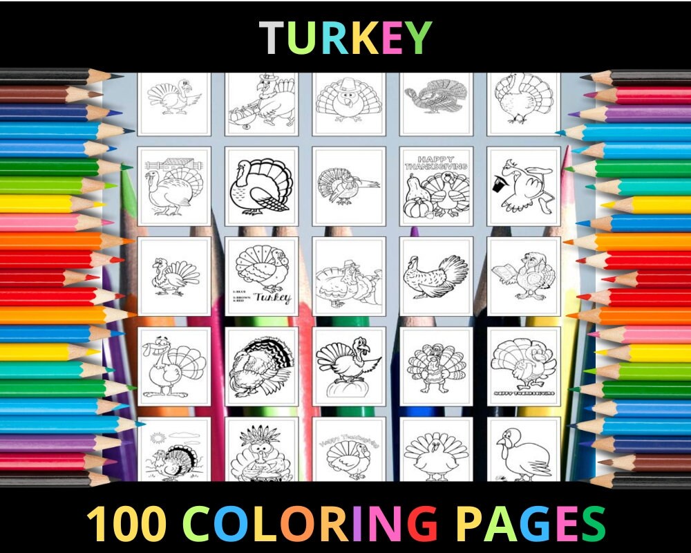 Printable Cute Turkey Coloring Pages for Kids and Adults | 100 Pages ...