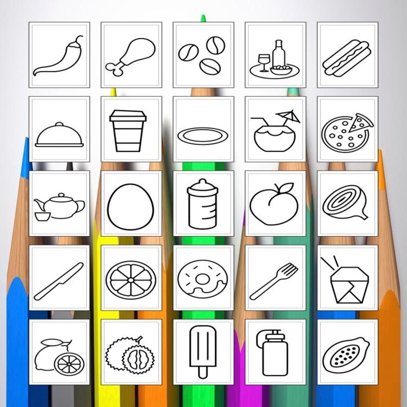 Printable Shapes of Food Coloring Pages for Kids & Adults | 75 Pages ...