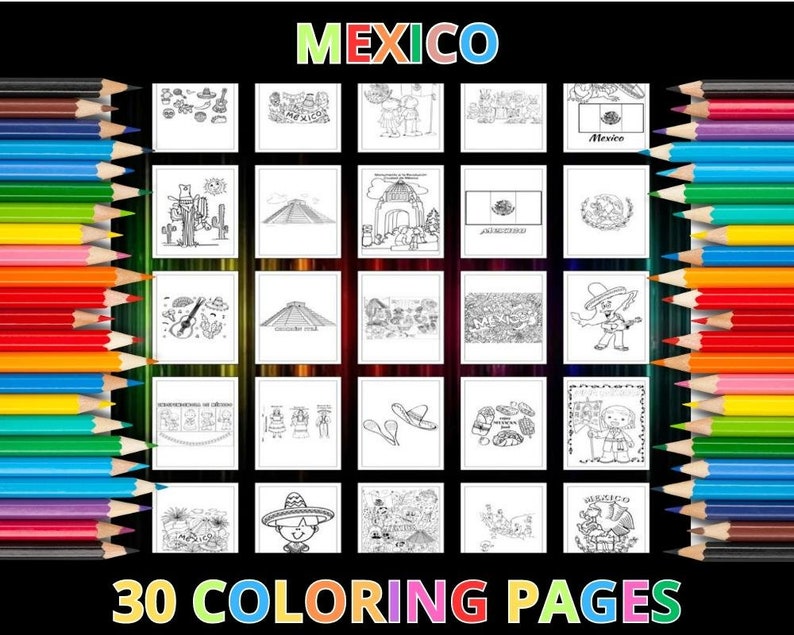 Printable Mexico Coloring Pages for Kids & Adults | 30 Pages | Instant ...
