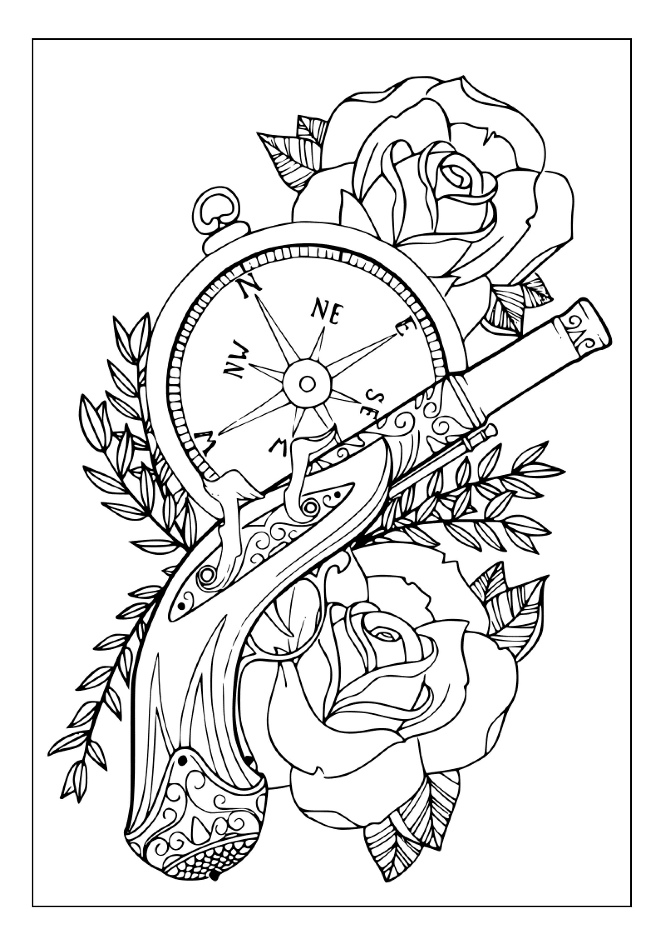Printable Tattoos Coloring Pages for Kids and Adults | 60 Pages ...