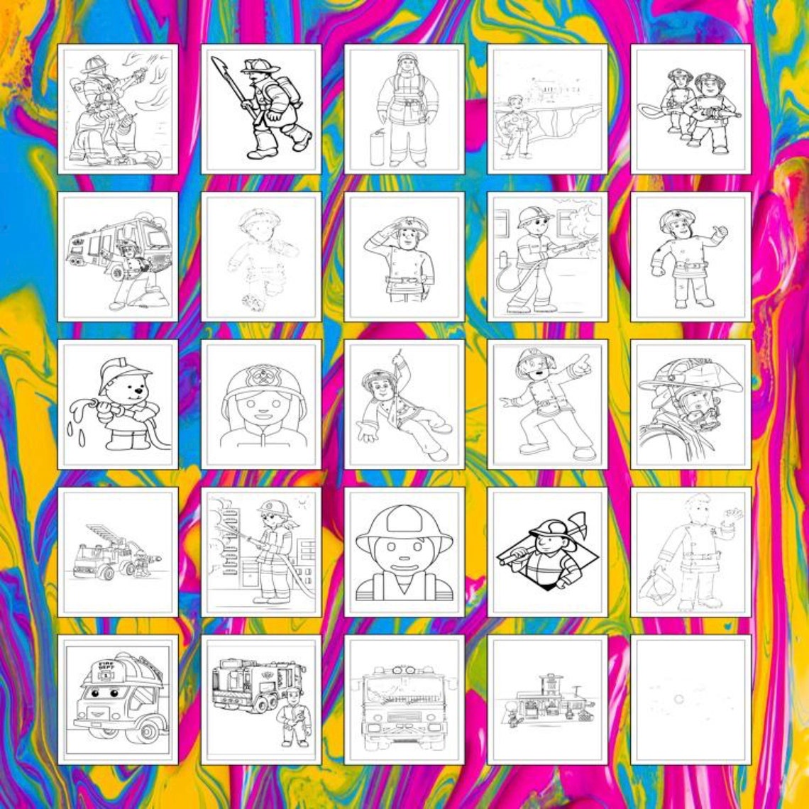 Printable Firefighter Coloring Pages for Kids and Adults | 100 Pages ...