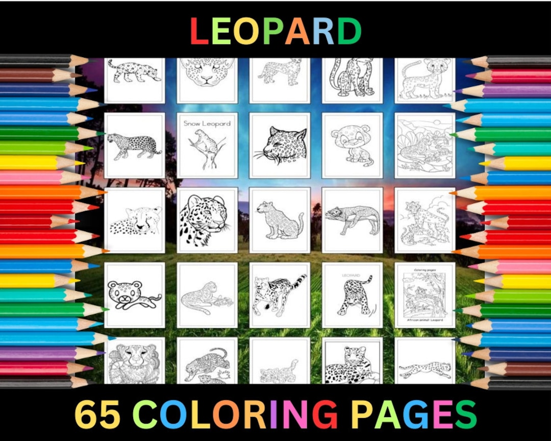 Printable Leopard Coloring Pages for Kids & Adults | 65 Pages | Instant ...