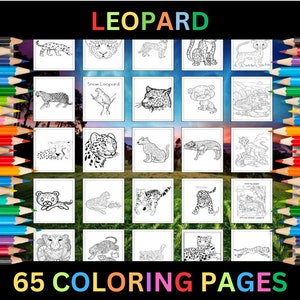 Printable Leopard Coloring Pages for Kids & Adults 65 Pages Instant ...