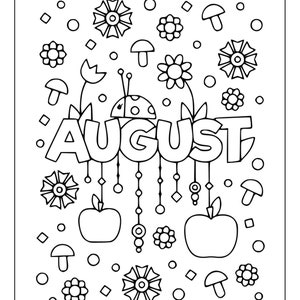 Printable August Coloring Pages for Kids & Adults | 40 Pages | Instant ...