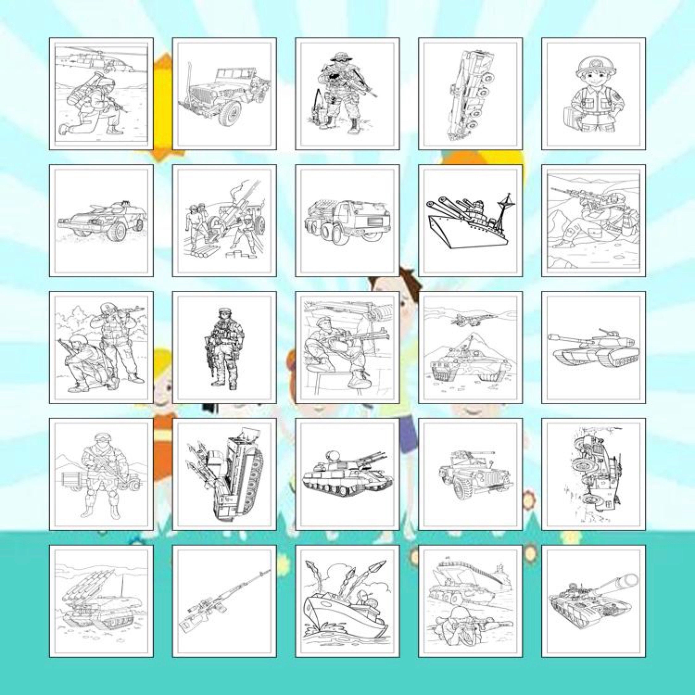 Printable Army Coloring Pages for Kids & Adults | 45 Pages | Instant ...