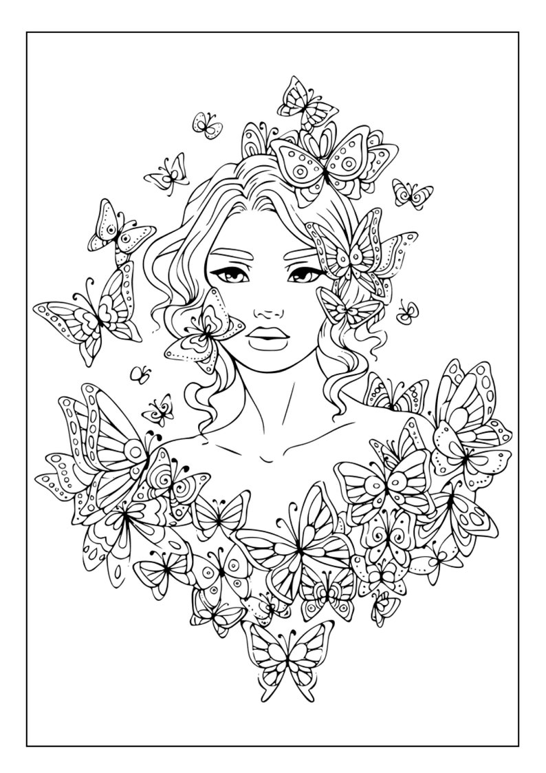 Printable Woman Coloring Pages for Kids & Adults | 40 Pages | Instant ...