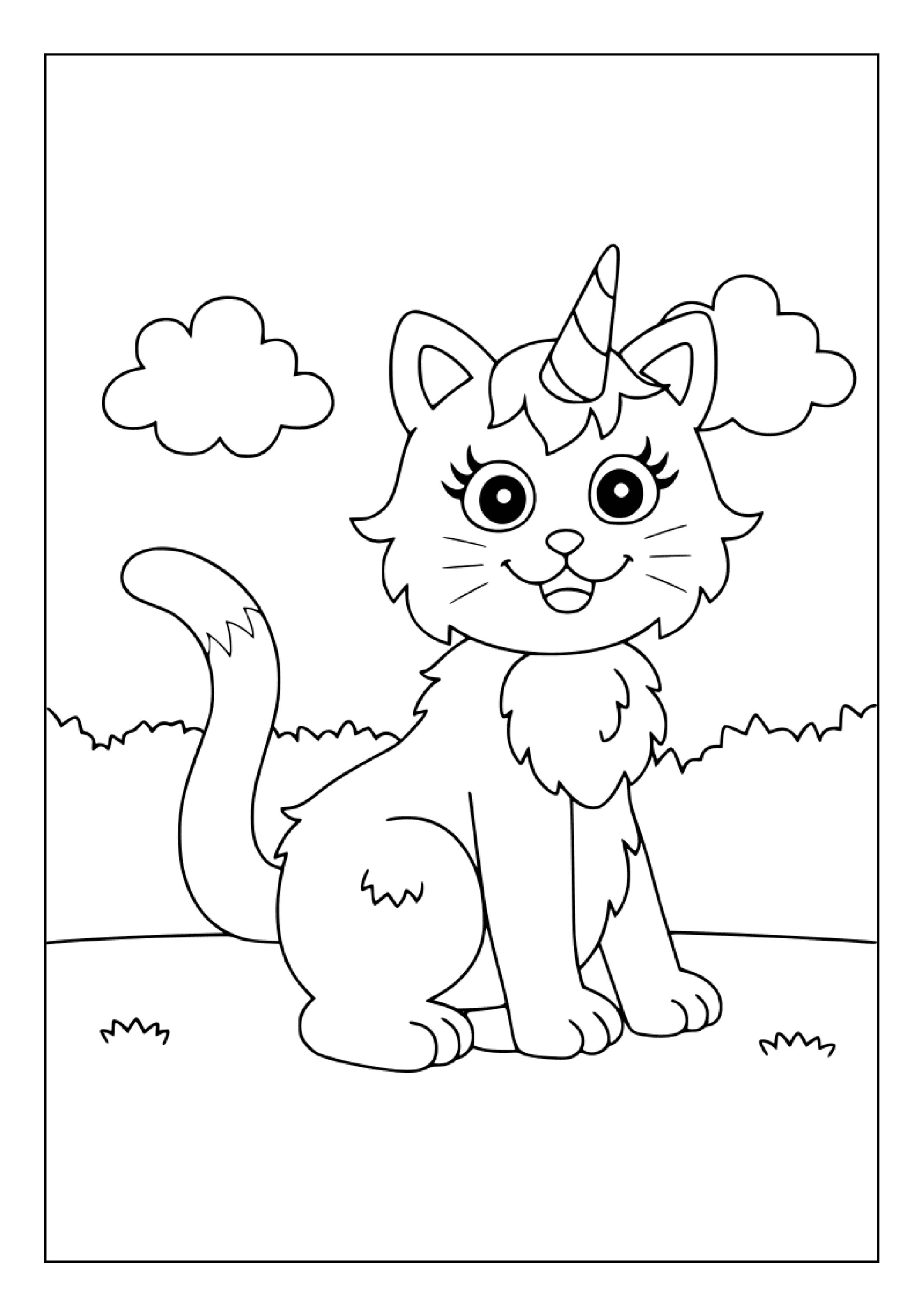 Printable Unicorn Cat Coloring Pages for Kids and Adults 90 - Etsy
