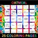 Printable Oatmeal Coloring Pages for Kids & Adults | 25 Pages | Instant ...