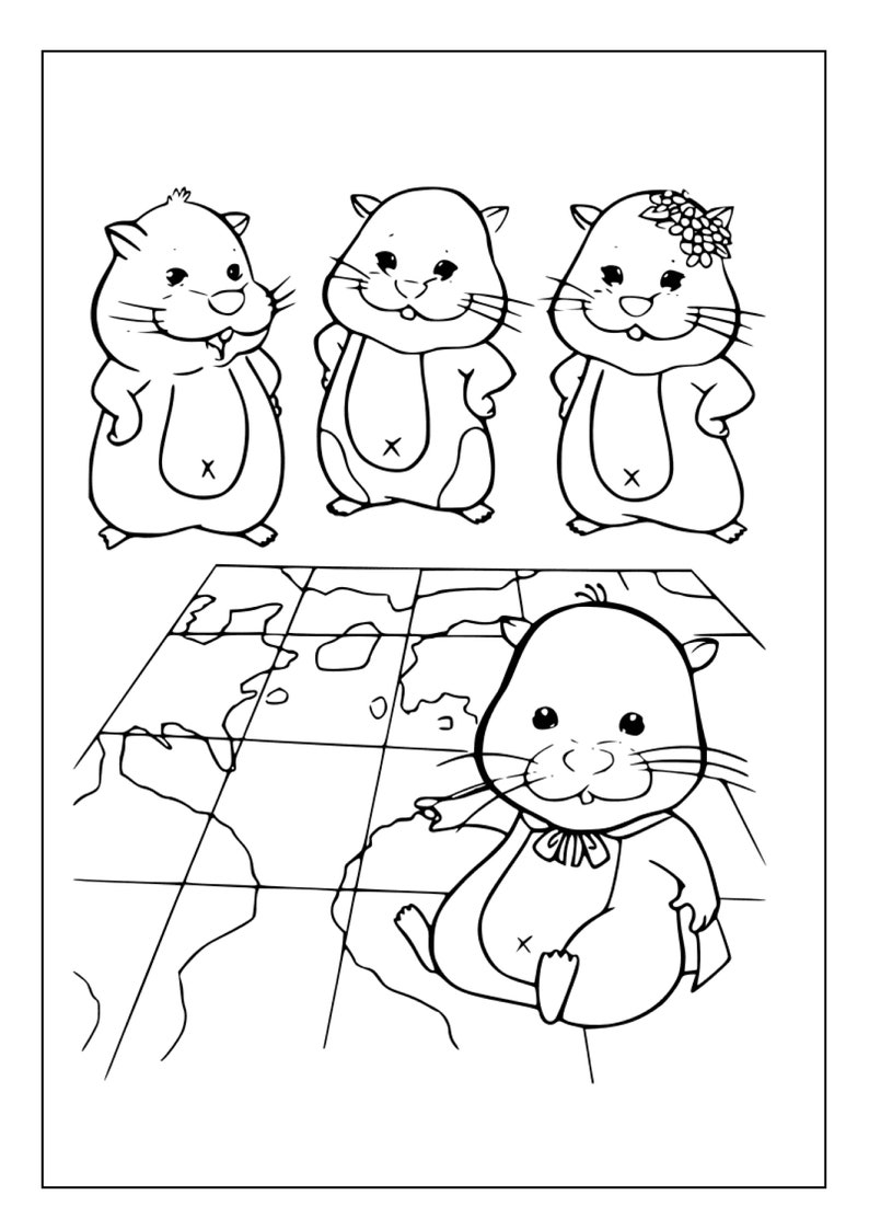 Printable Hamster Coloring Pages for Kids and Adults 90 Pages Instant ...