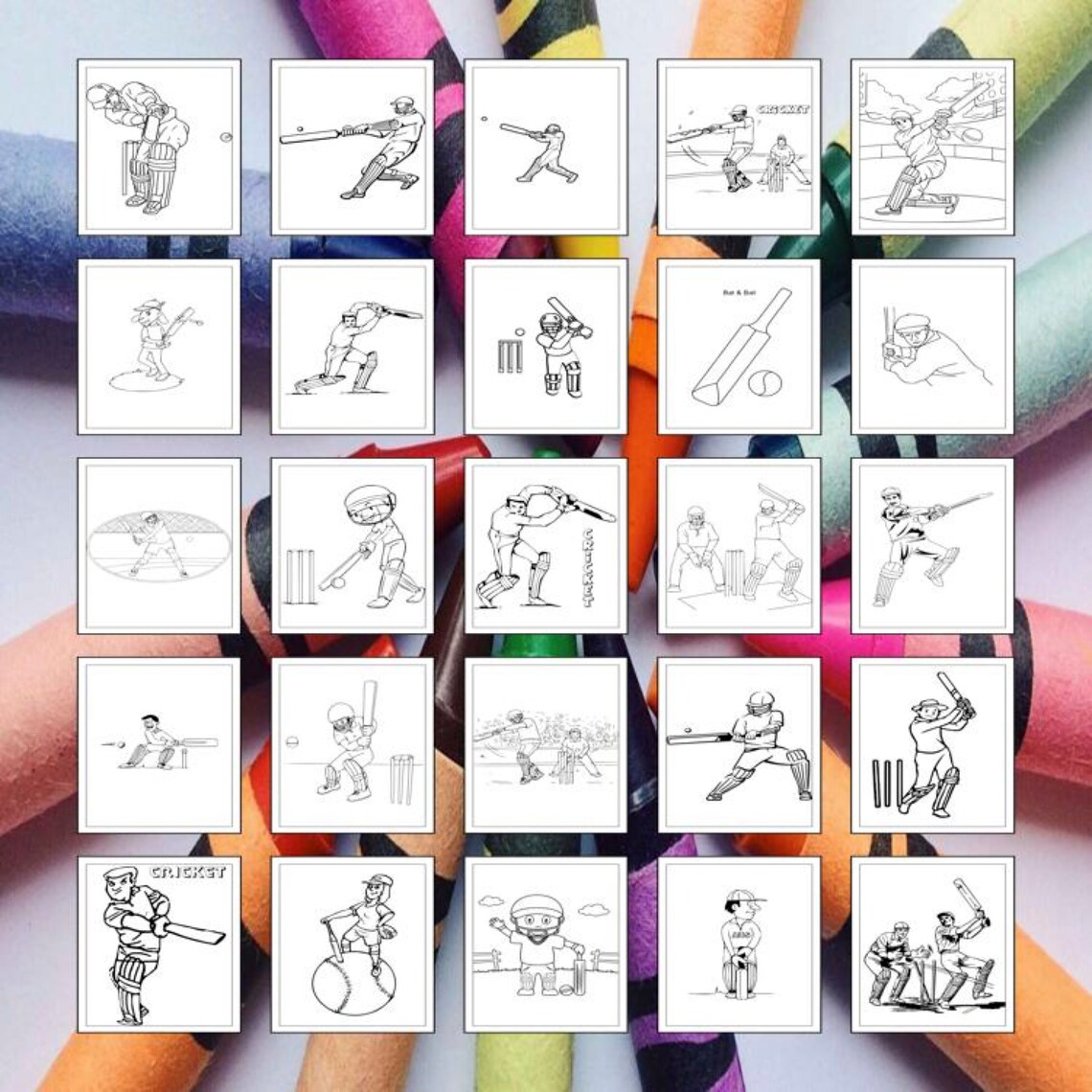 Printable Cricket Game Coloring Pages for Kids & Adults | 30 Pages ...