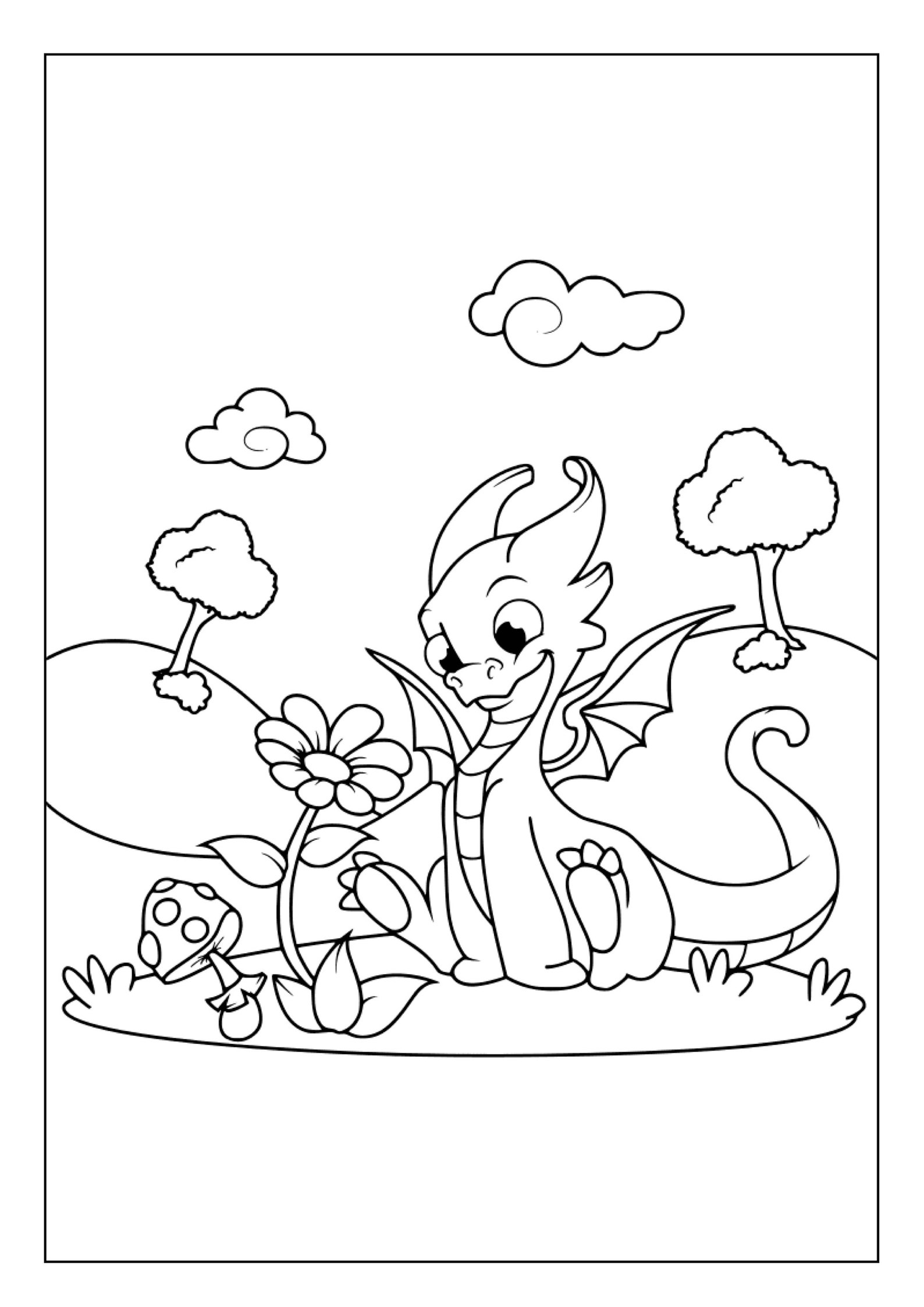 Printable Cute Dragon Coloring Pages for Kids and Adults | 100 Pages ...