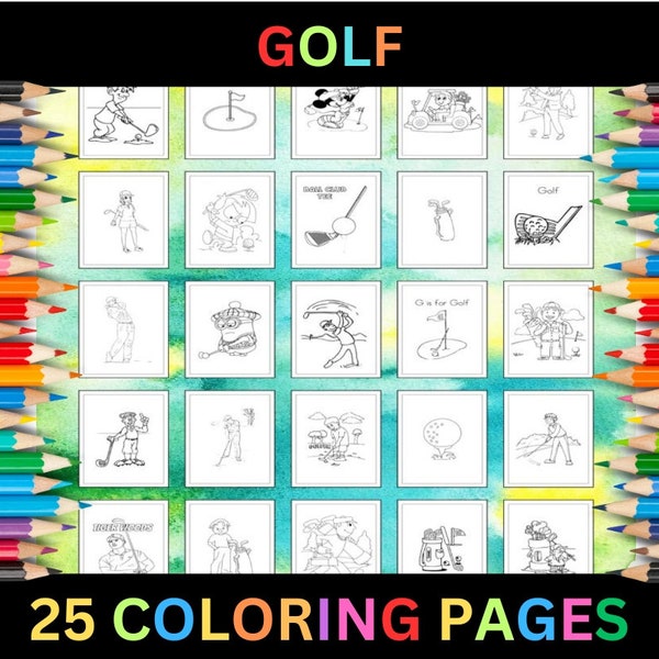 Printable Golf Coloring Pages - Etsy