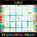 Printable Cute Golf Coloring Pages for Kids & Adults 25 Pages Instant ...
