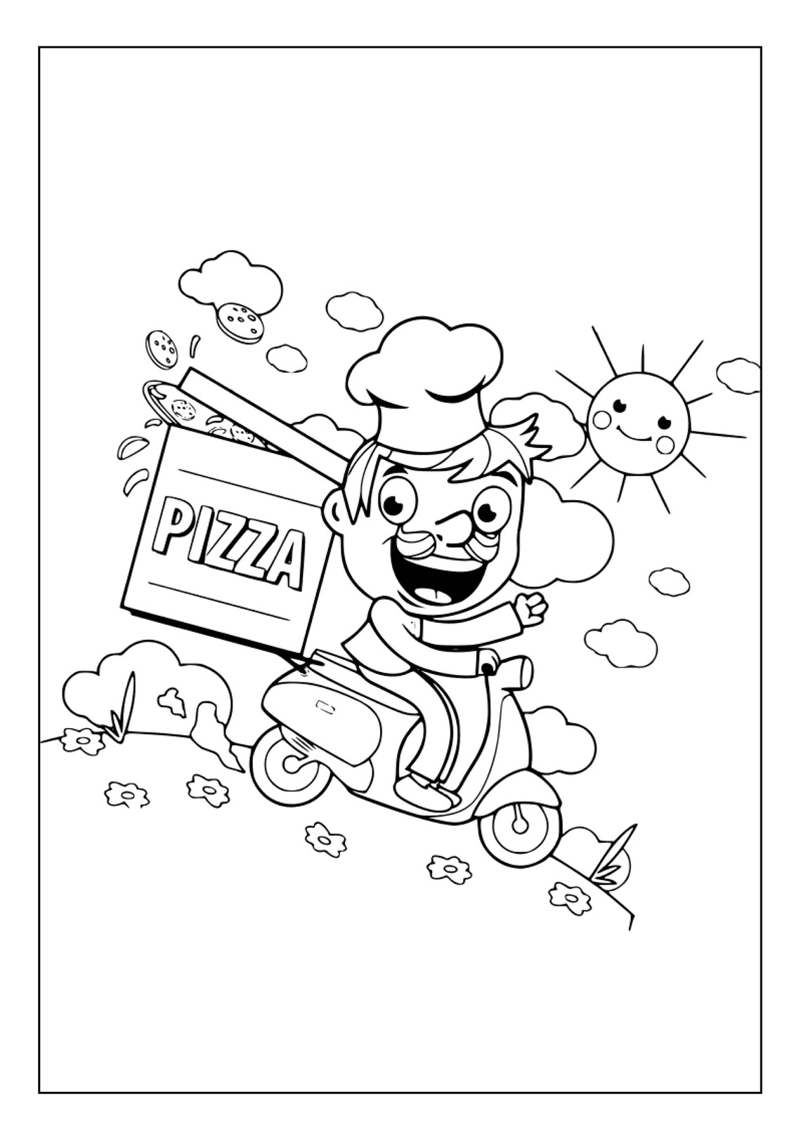 Printable Pizza Coloring Pages for Kids and Adults 90 Pages Instant ...