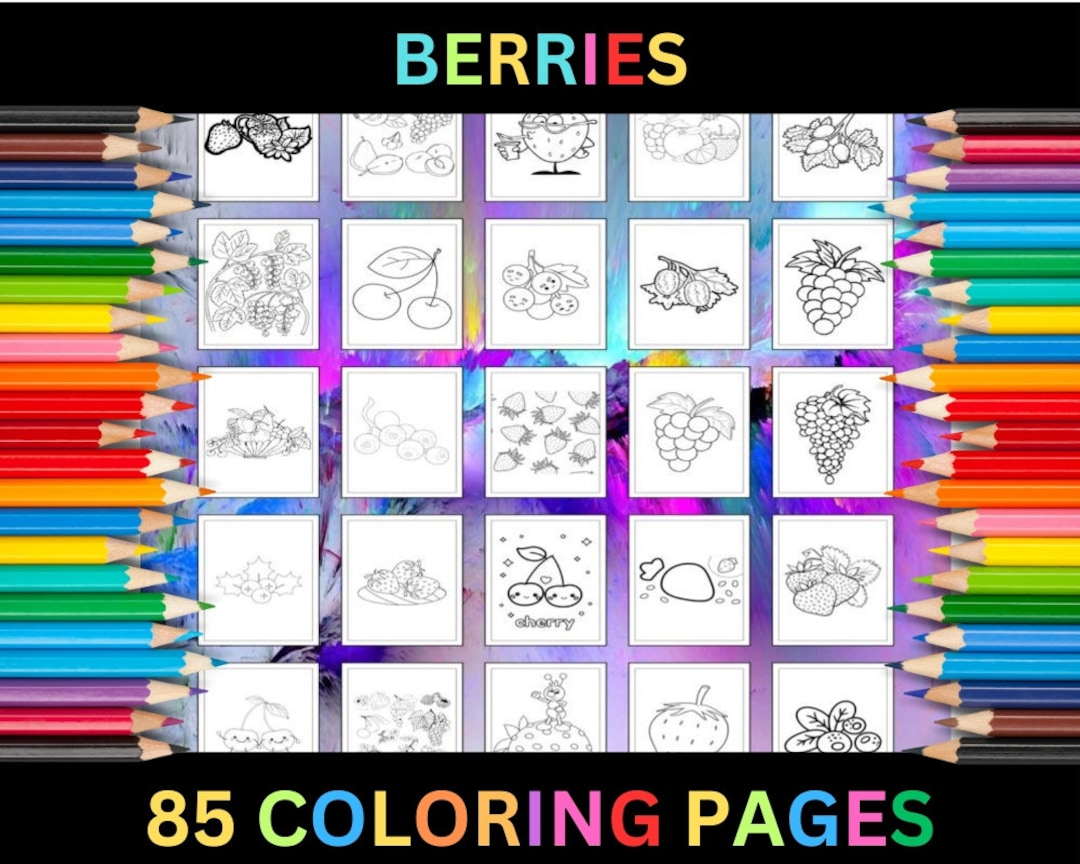 Printable Berries Coloring Pages for Kids & Adults | 85 Pages | Instant ...