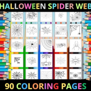 Printable Halloween Spider Web Coloring Pages for Kids & Adults | 90 ...