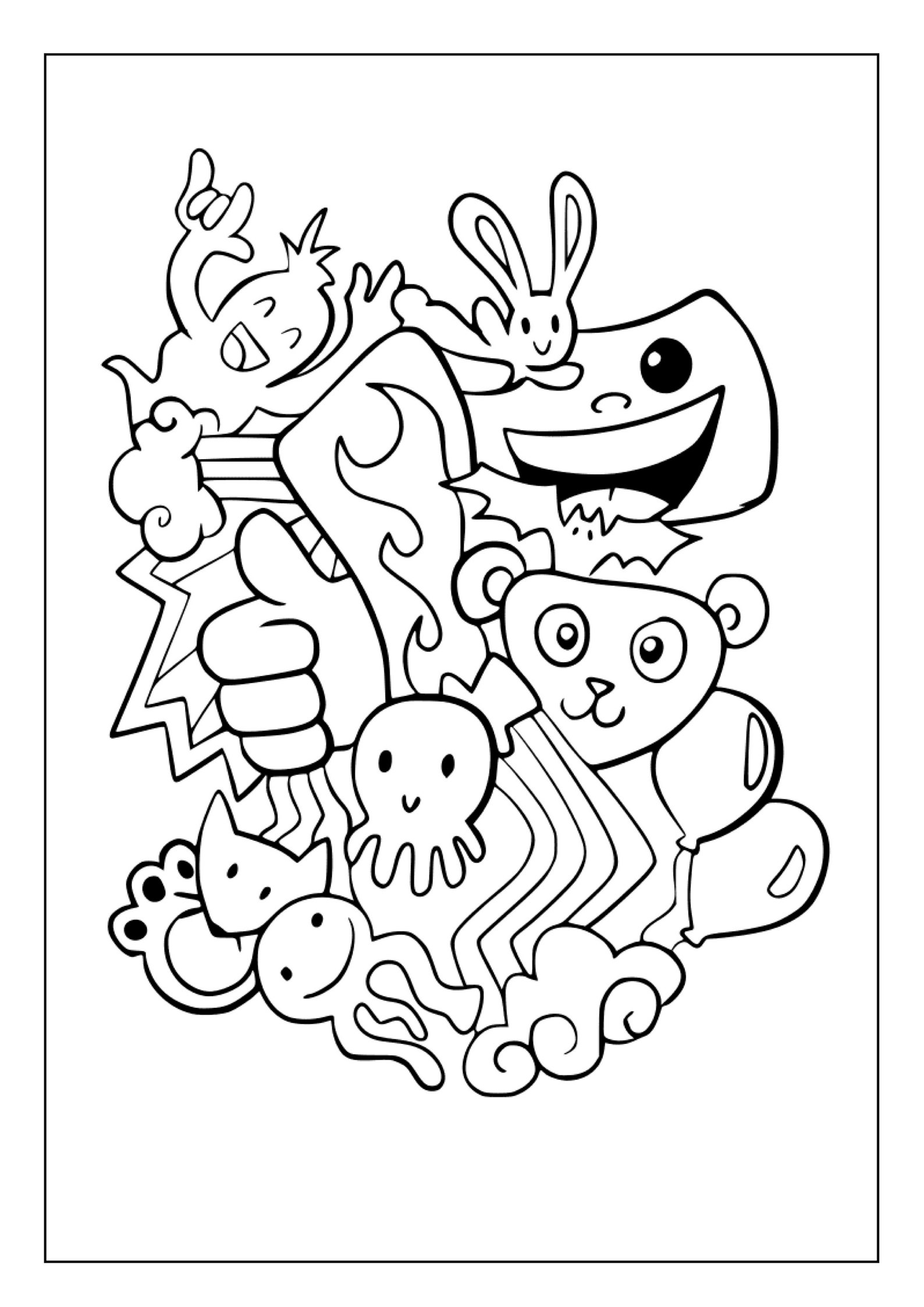 Printable Doodle Coloring Pages for Kids & Adults | 50 Pages | Instant ...