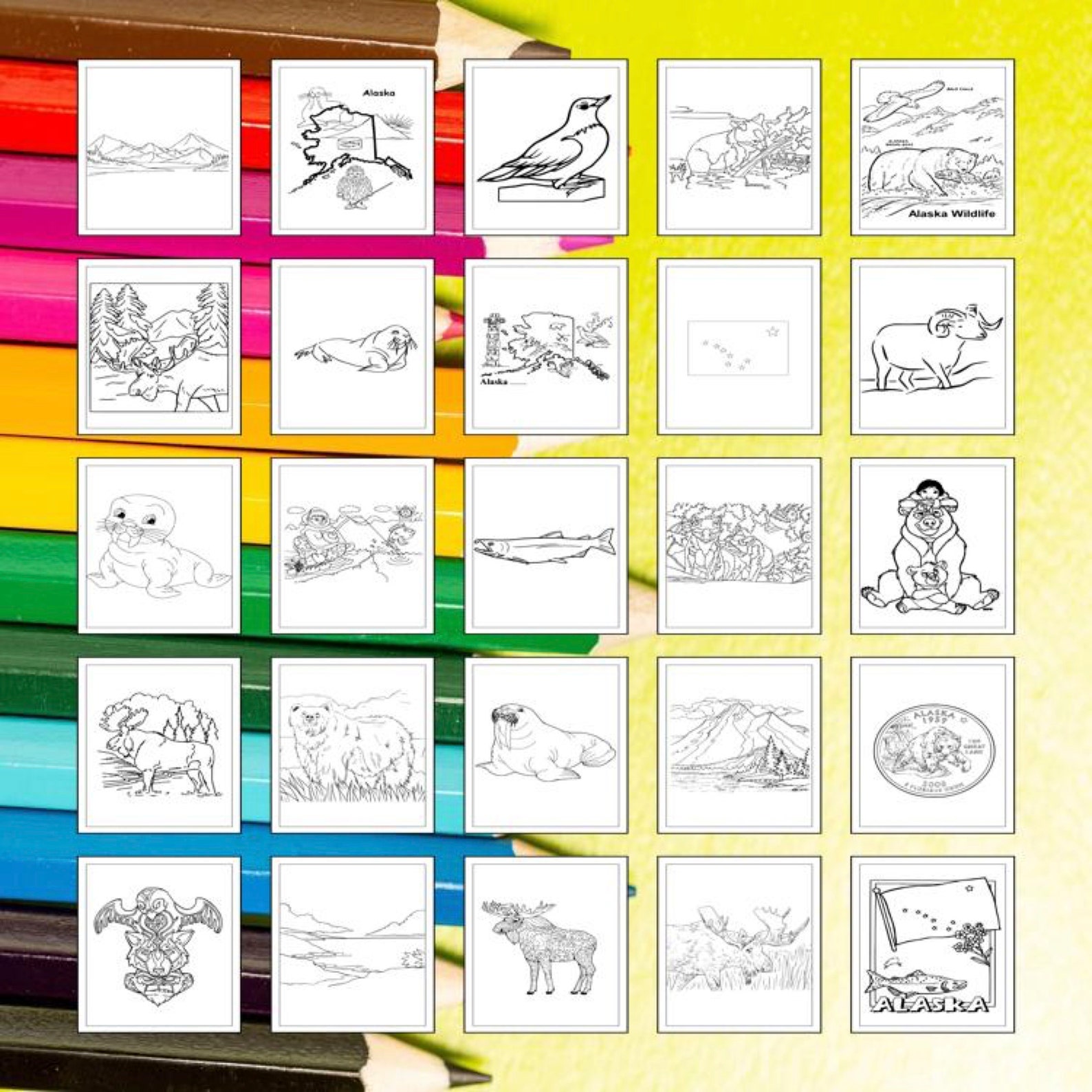 Printable Alaska Coloring Pages for Kids & Adults | 55 Pages | Instant ...
