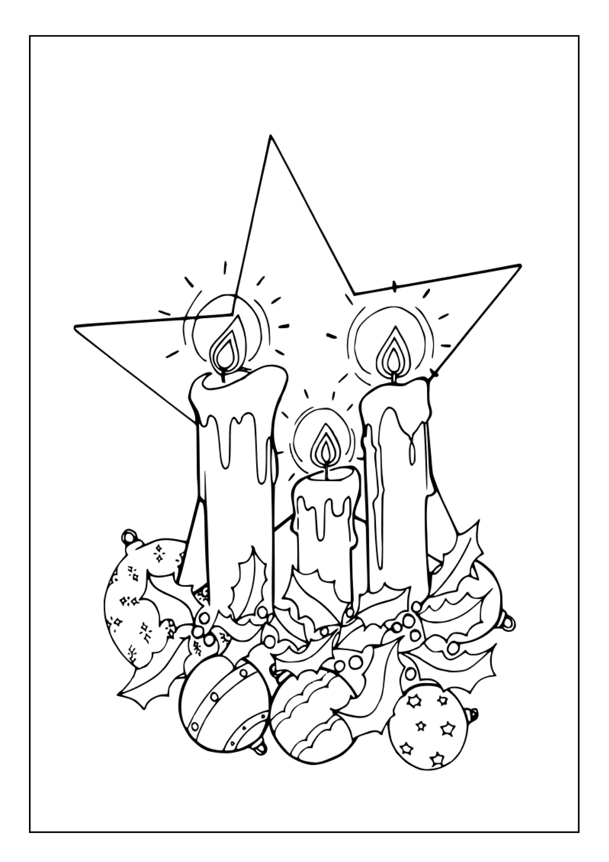 Printable Christmas Candles Coloring Pages for Kids & Adults | 25 Pages ...