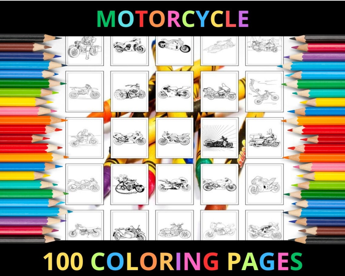 Printable Motorcycle Coloring Pages for Kids and Adults | 100 Pages ...