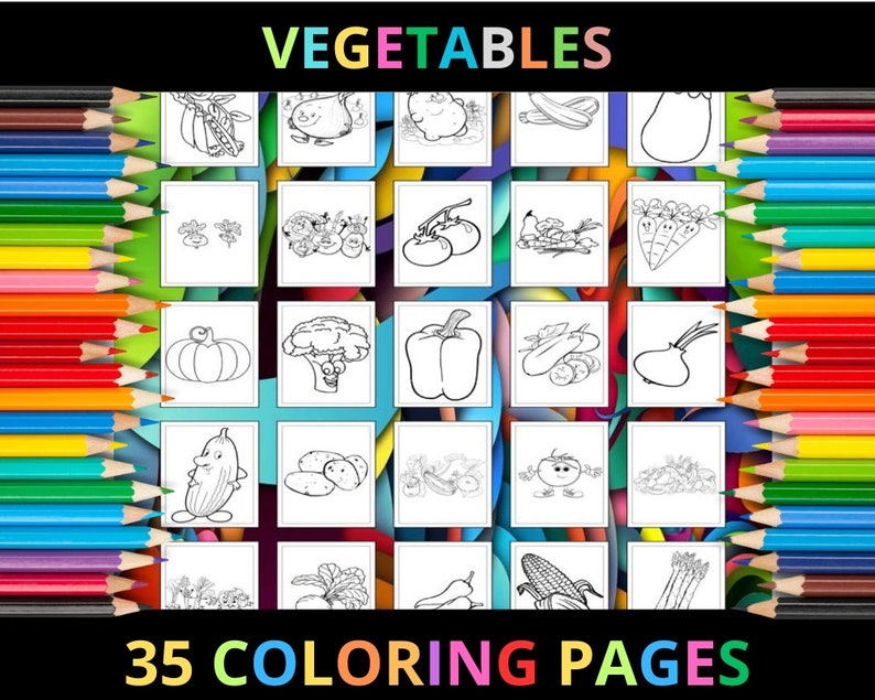 Printable Vegetables Coloring Pages for Kids and Adults | 35 Pages ...
