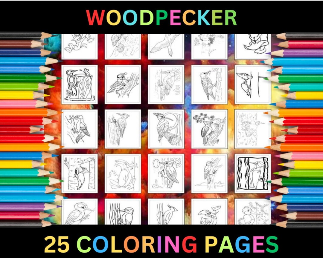 Printable Woodpecker Coloring Pages for Kids & Adults | 25 Pages ...