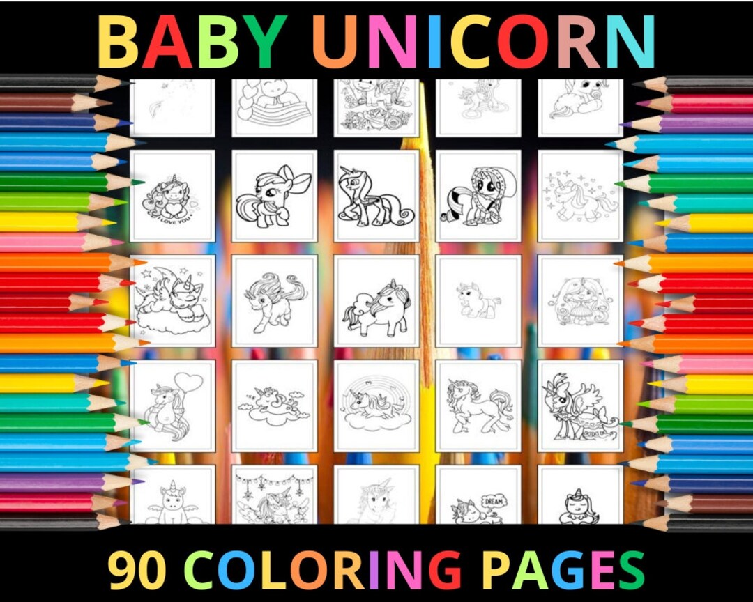 Printable Baby Unicorn Coloring Pages for Kids and Adults | 90 Pages ...