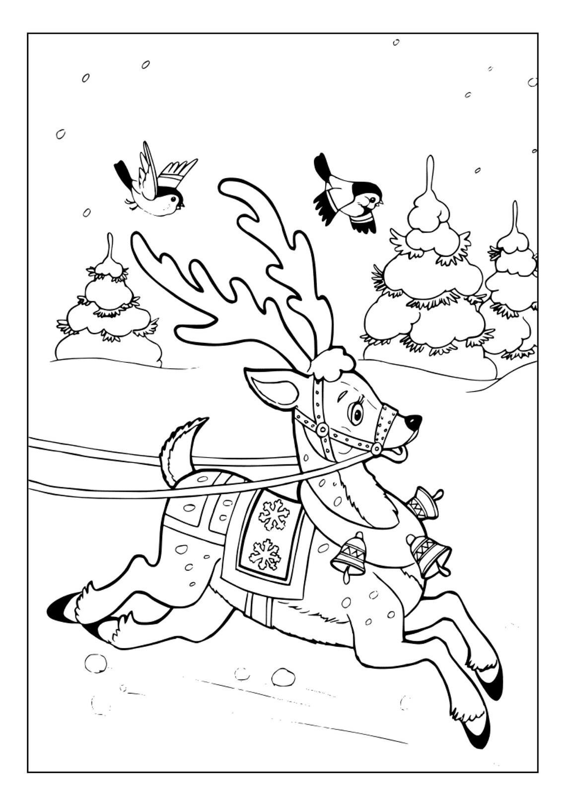 Printable Christmas Reindeer Coloring Pages for Kids and Adults 80 ...