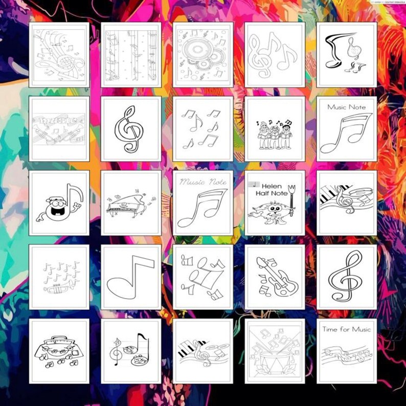 Printable Music Notes Coloring Pages for Kids and Adults | 80 Pages ...