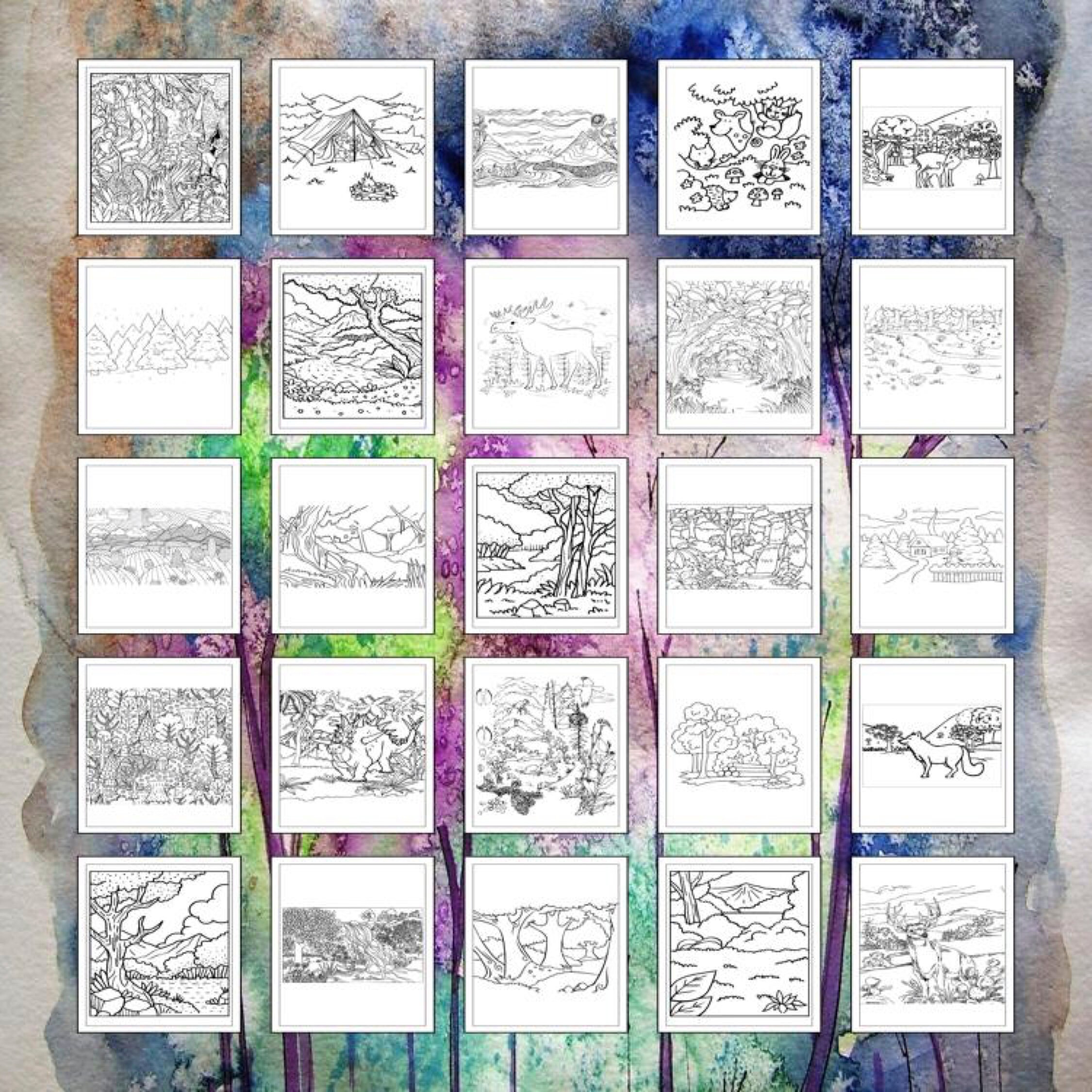 Printable Forest Coloring Pages for Kids & Adults | 65 Pages | Instant ...